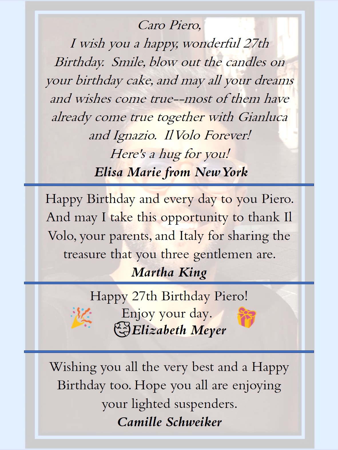 UPDATED: Happy 27th birthday, Piero!! | Il Volo Flight Crew ~Share The Love